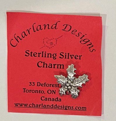 Charland Sterling Silver Charm – Holly Charm | Fiberworks